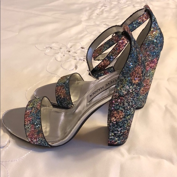 Steve Madden | Shoes | Steve Madden Carson Multi Glitter Ankle Strap ...
